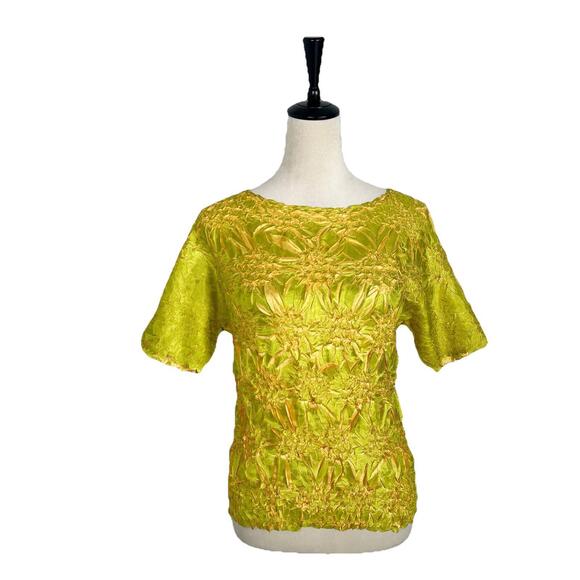 Magic Scarf | Tops | Origami Magic Scarf Top Womens Yellow Crinkley ...